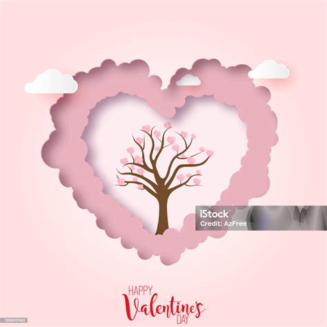 해피 발렌타인 데이 종이 접기 나무와 마음 벡터 일러스트레이션 2월에 대한 스톡 벡터 아트 및 기타 이미지 2월 3차원 형태 개념 Istock