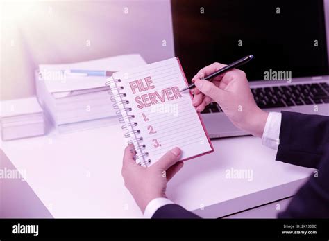 Sign Displaying File Server Word For Device Which Controls Access To Separately Stored Data
