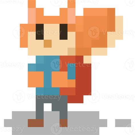 Pixel Art Student Squirrel Character 27190647 Png