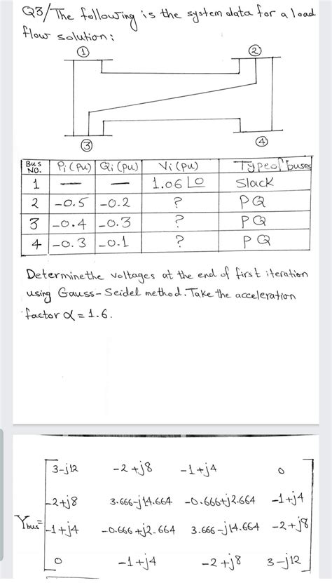 Solved Q3 The Following Is The System Data For A Load Flow