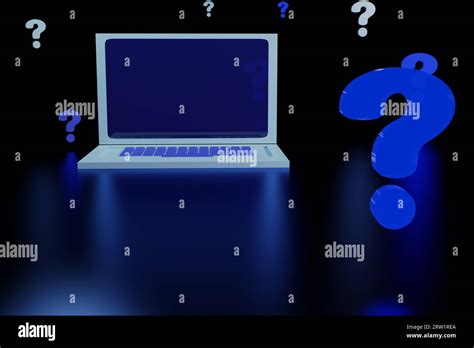 Laptop Computer And Question Marks Stock Photo Alamy