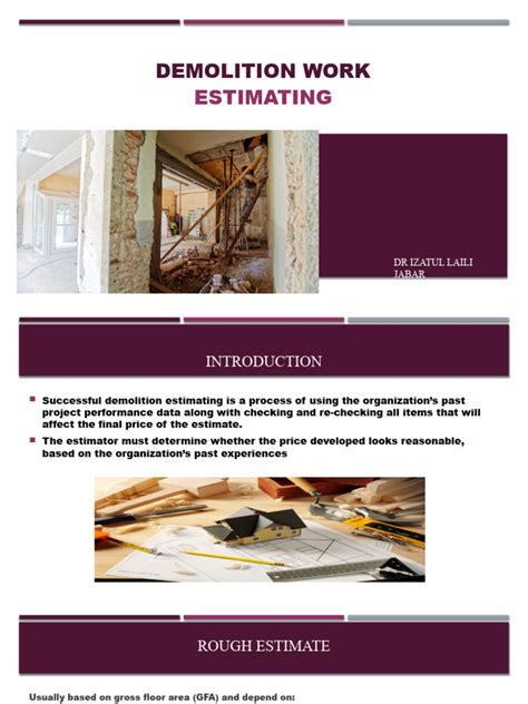 Demolition Work Estimating Pdf Demolition Concrete