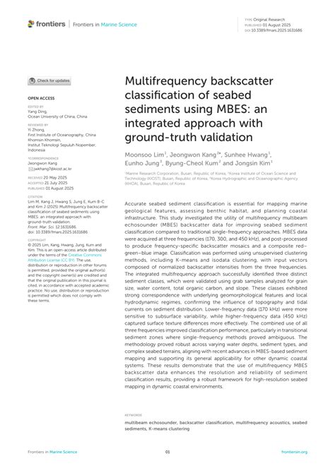 Pdf Multifrequency Backscatter Classification Of Seabed Sediments
