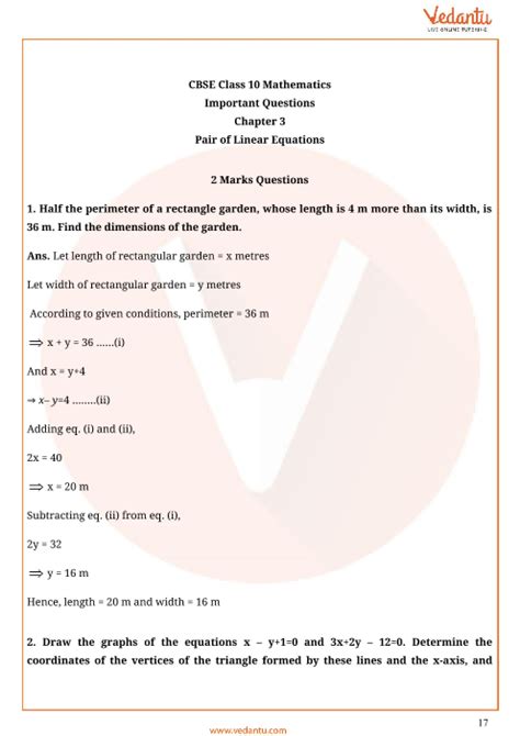Pair Of Linear Equations In Two Variables Extra Questions With Answers Tessshebaylo