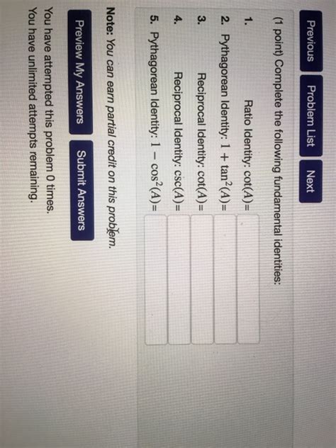 solved complete the following fundamental identities 1