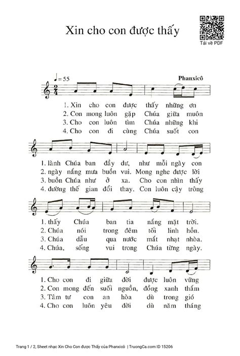 Sheet Xin Cho Con C Th Y Nh Ng N L Nh Ch A Ban Y D Pdf T I V Sheet