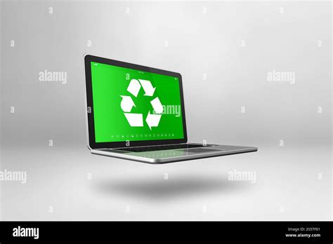 Laptop Computer With A Recycling Symbol On Screen Environmental Conservation Concept 3d