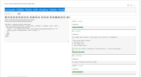 howto compare the content of a shadow tiddler with the content of an