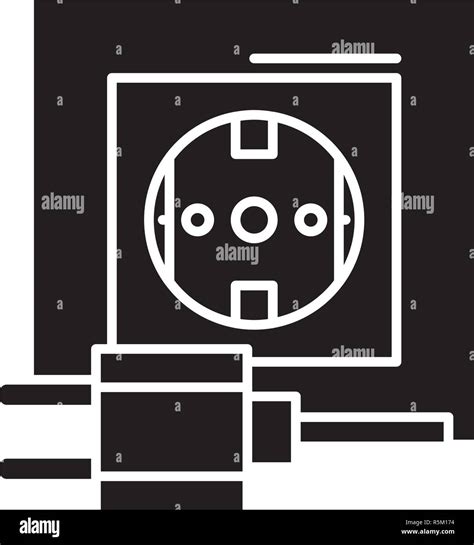 Electric Socket Black Icon Vector Sign On Isolated Background Electric Socket Concept Symbol