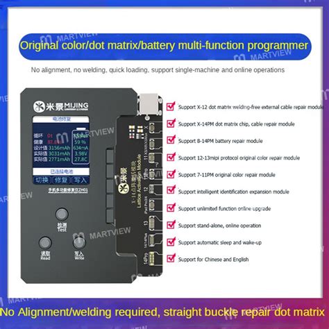 Mijing Zh01 Multi Function Dot Matrix Battery Repair Programmer For Iphone X To 14 Pro Max