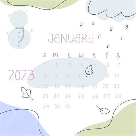 귀여운 달력 2023년 1월 귀여운 달력 달력 2023년 1월 달력 2023 Png 일러스트 및 Psd 이미지 무료