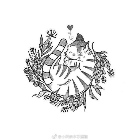 手繪黑白動物插畫 每日頭條