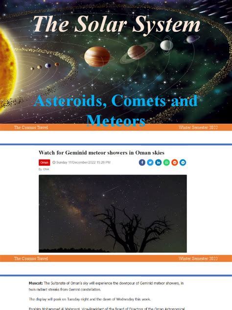 L 07 The Solar System Asteroids 1 Pdf Meteoroid Comet