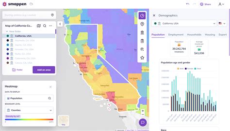 Map Of California Population By Counties Smappen