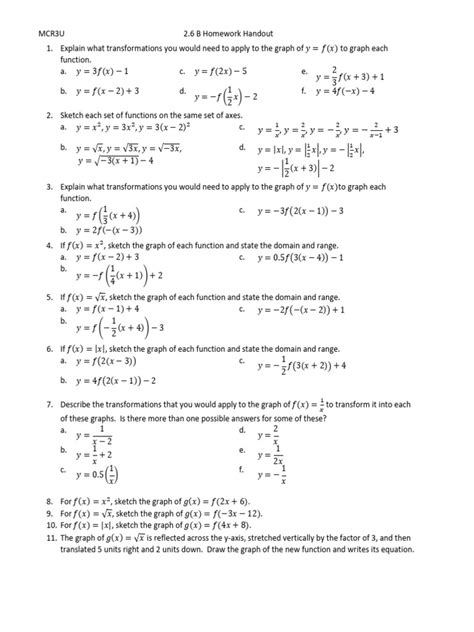 2 6b Homework Pdf Cartesian Coordinate System Mathematical Relations