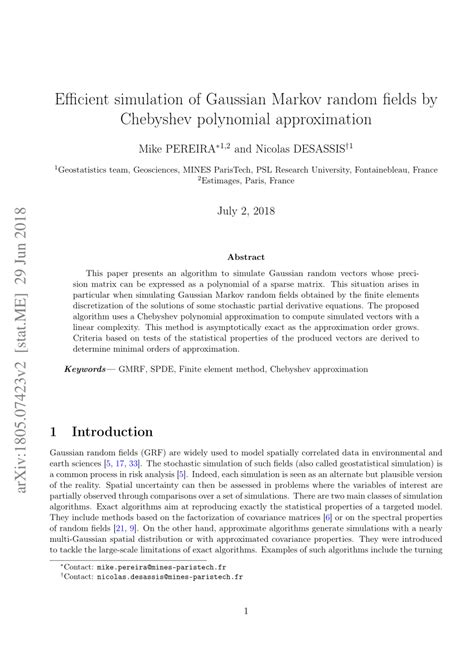 Pdf Efficient Simulation Of Gaussian Markov Random Fields By