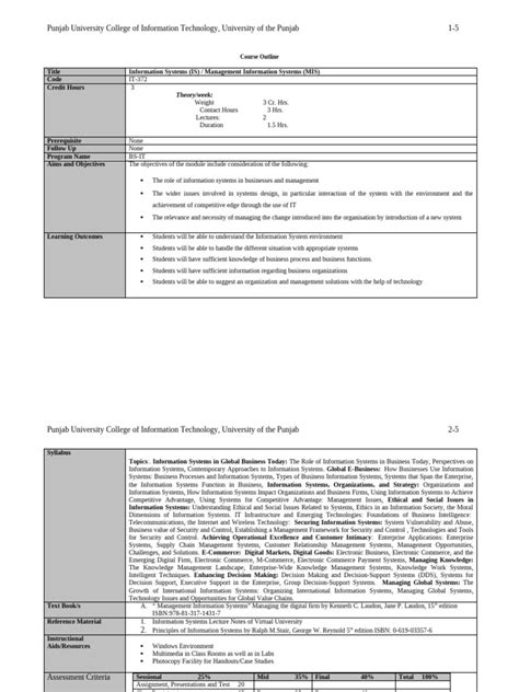 Information Systemscourse Outline Pdf E Commerce Information