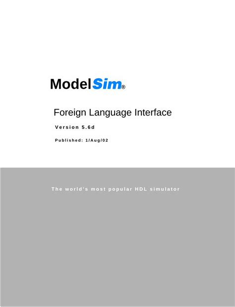Pdf Modelsim Foreign Language Interface Reference ~ece554