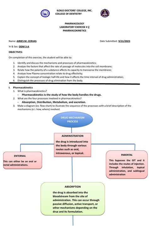 Pharmacokinetics For Lab College Of Dentistry Pharmacology Laboratory Exercise 2 Studocu Pharmacokinetics For Lab College Of Dentistry Pharmacology Laboratory Exercise 2 Studocu