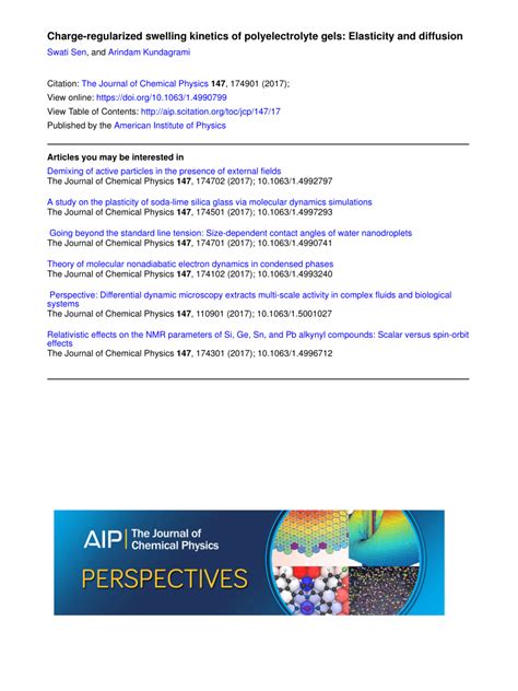 Pdf Charge Regularized Swelling Kinetics Of Polyelectrolyte Gels