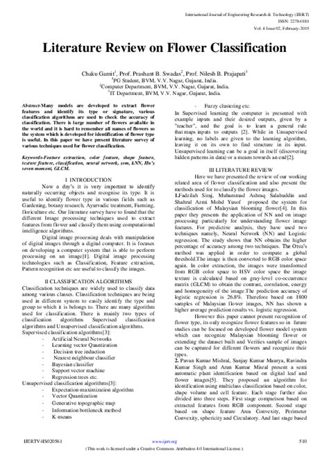 Pdf Literature Review On Flower Classification
