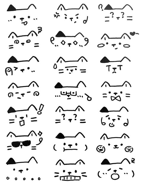 每天一画 小猫颜文字 手绘表情包简笔画 小红书 花瓣网