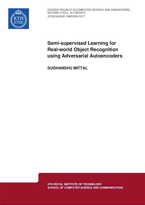 Pdf Semi Supervised Learning For Real World Object Recognition · Sarial Autoencoders Aae