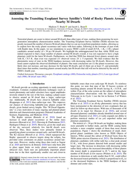 Pdf Assessing The Transiting Exoplanet Survey Satellites Yield Of