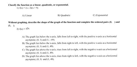 Solved Classify The Function As A Linear Quadratic Or