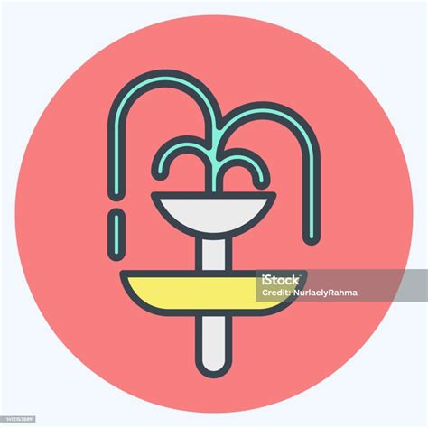 아이콘 분수 시티 파크 기호에 적합합니다 컬러 메이트 스타일 편집 가능한 간단한 디자인 디자인 템플릿 벡터 간단한 그림 개에 대한 스톡 벡터 아트 및 기타 이미지 Istock