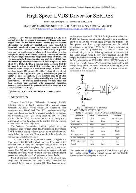 Pdf High Speed Lvds Driver For Serdes