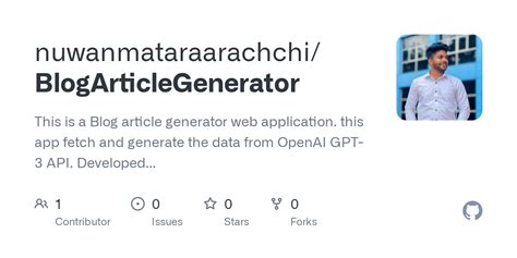 Github Nuwanmataraarachchiblogarticlegenerator This Is A Blog Article Generator Web