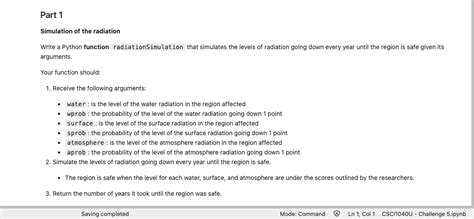 Solved Part 1 Simulation Of The Radiation Write A Python