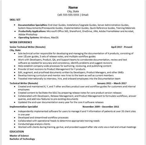 Resume Help Senior Technical Writer R Technicalwriting