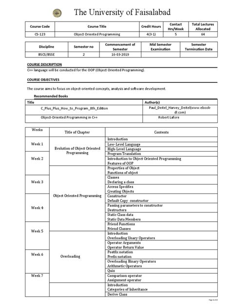 Oop Bscs 2 Complete Outline Pdf
