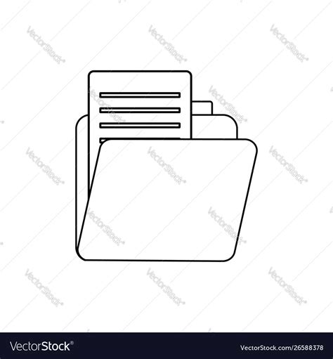 Outline Folder Icon With Documents Simple Vector Image