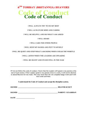 Cub Scout Code Of Conduct Template Fill Online Printable Fillable Blank Pdffiller