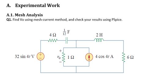 solved a experimental work a 1 mesh analysis q1 find vo