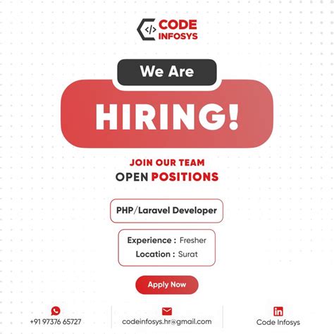 Codeinfosys On Linkedin Surat Applytoday Applynow Hiringnow Hiringfreshers Laravel