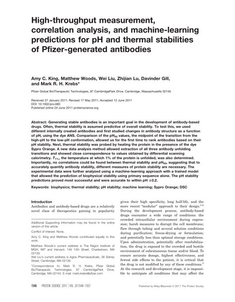 Pdf High Throughput Measurement Correlation Analysis And Machine Learning Predictions For Ph