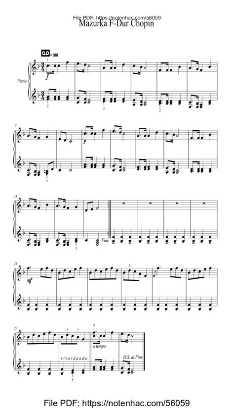 Mazurka In F Major Download Free Piano Sheet Music Pdf Free Pdf