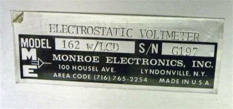 Monroe Electronics 162 Isoprobe Electrostatic Mv Meter Surplus Select