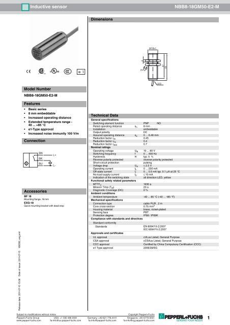 1 Inductive Sensor Nbb8 18gm50 E2 M Pepperl Fuchs