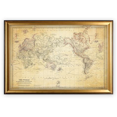 Vintage Wold Map Vii Antique Gold Frame On Sale Bed Bath And Beyond