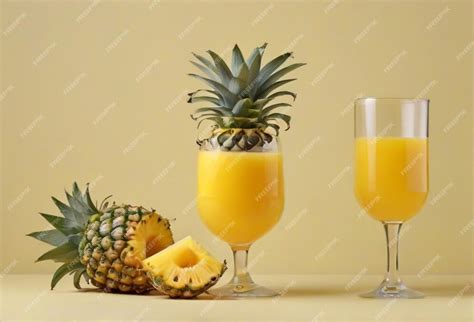 Premium Ai Image A Beautiful Glass Pineapple Juice Ai Generated