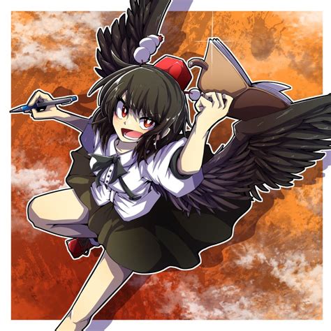 Hurin Raika Shameimaru Aya Touhou Highres 1girl Bird Wings Black