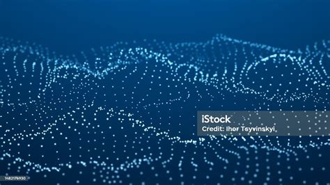 메니 도트가 있는 디지털 웨이브 동적 파도의 추상적인 배경 기술 또는 과학 배너입니다 3d 0명에 대한 스톡 사진 및 기타 이미지 Istock