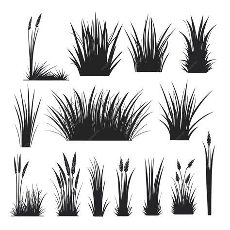 Premium Vector Free Vector Seamless Grass Black Silhouette Vector Set