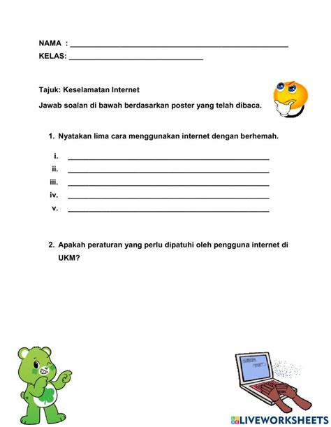 Keselamatan Internet Online Worksheet Live Worksheets