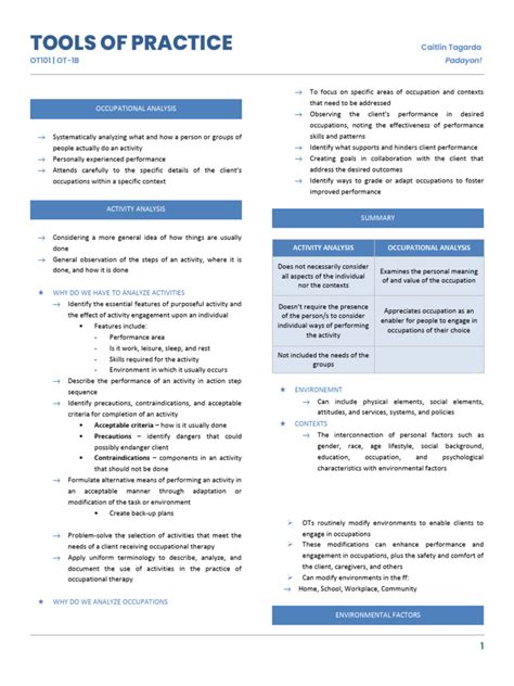 Activity And Occupational Analysis Pdf Occupational Therapy Psychotherapy